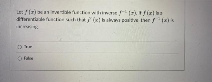 Solved Let f () be an invertible function with inverse | Chegg.com