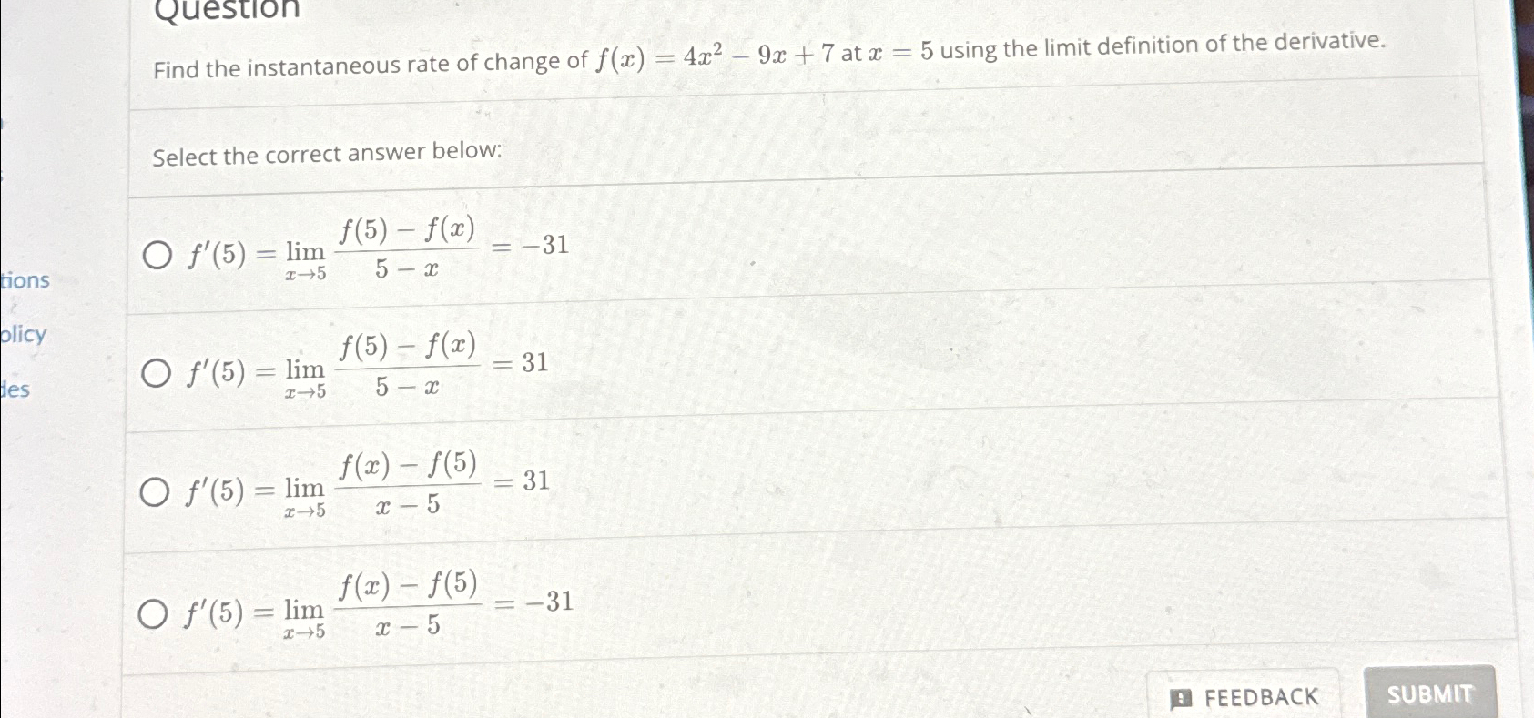 Solved Find the instantaneous rate of change of | Chegg.com