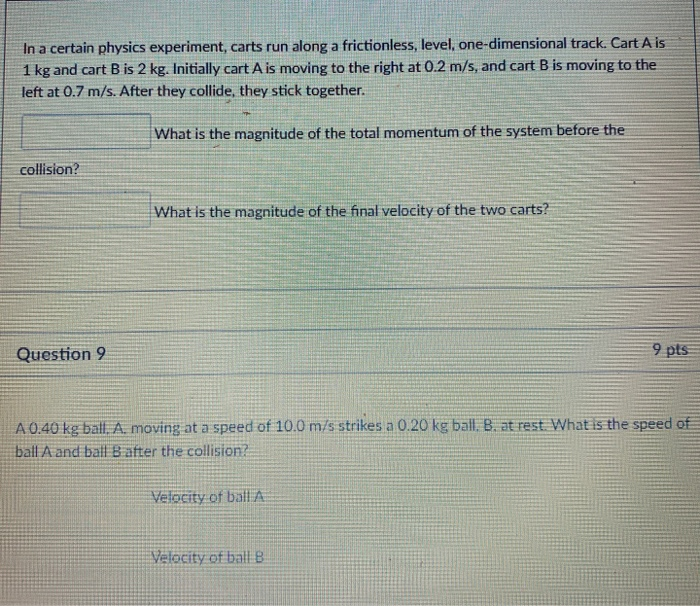 Solved In a certain physics experiment, carts run along a | Chegg.com