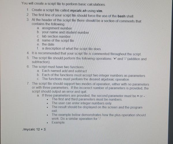 Solved You will create a script file to perform basic | Chegg.com