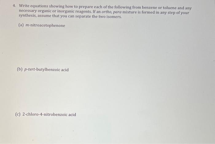 Solved 4. Write equations showing how to prepare each of the | Chegg.com