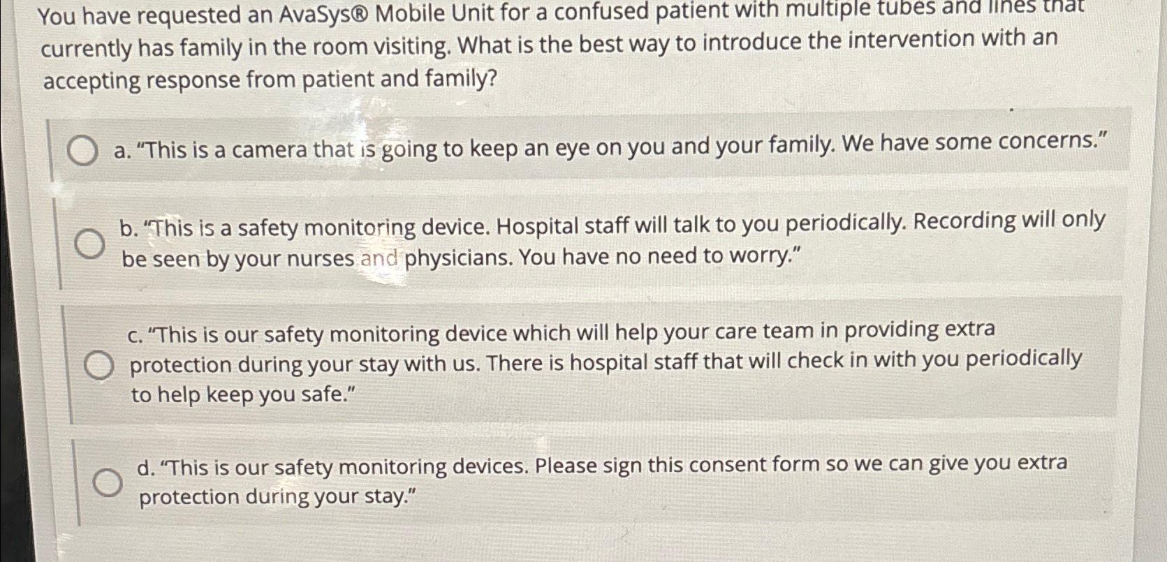 Solved You have requested an AvaSys ₫ ﻿Mobile Unit for a | Chegg.com