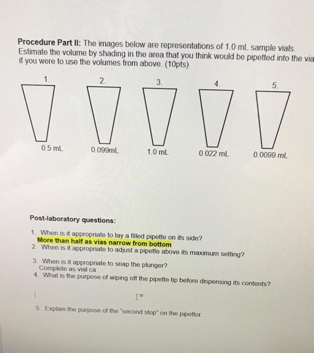 Solved Procedure Part II: The images below are | Chegg.com