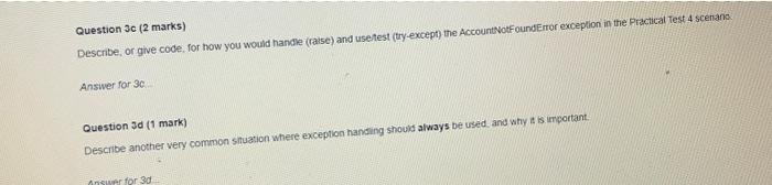 Solved Question 3c (2 marks) Describe, or give code, for how | Chegg.com