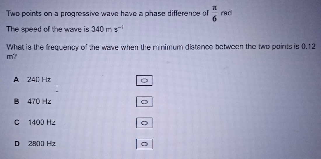 Solved Two points on a progressive wave have a phase | Chegg.com