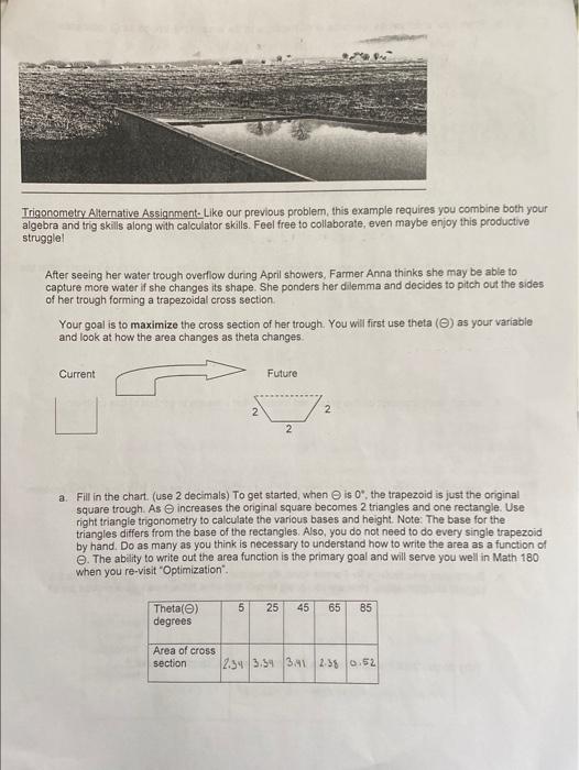 Trigonometry Alternative Assignment- Like our | Chegg.com