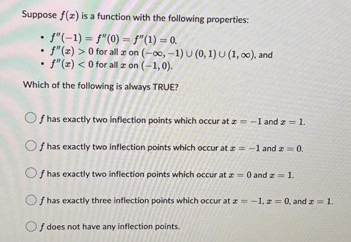 Solved Suppose f(x) is a function with the following | Chegg.com