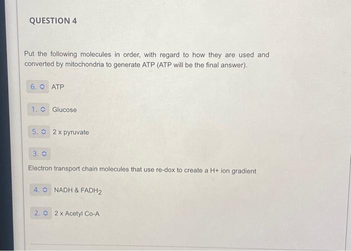 Solved Put the following molecules in order, with regard to | Chegg.com