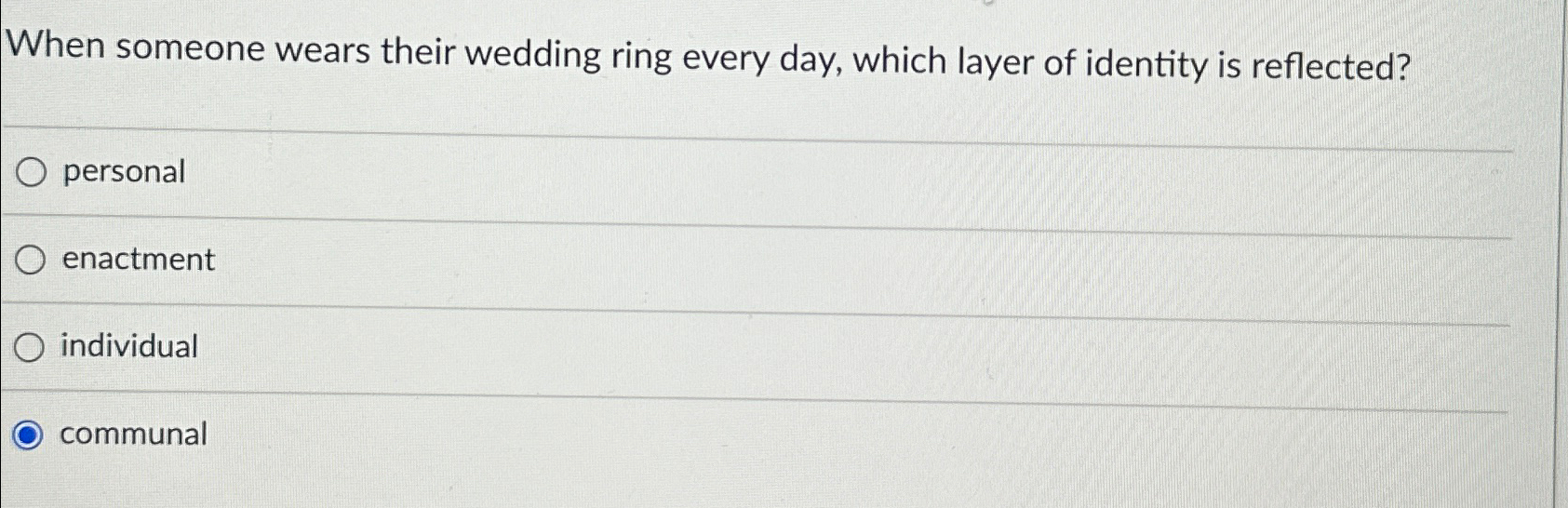 Solved When someone wears their wedding ring every day, | Chegg.com
