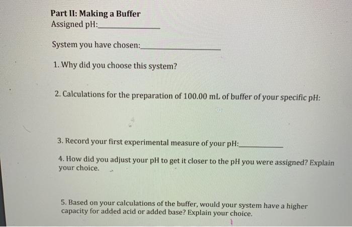 Solved Designing a buffer solution with a specific pH In | Chegg.com