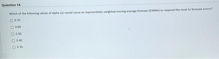 Solved Which of the following values of alpha (a) would | Chegg.com