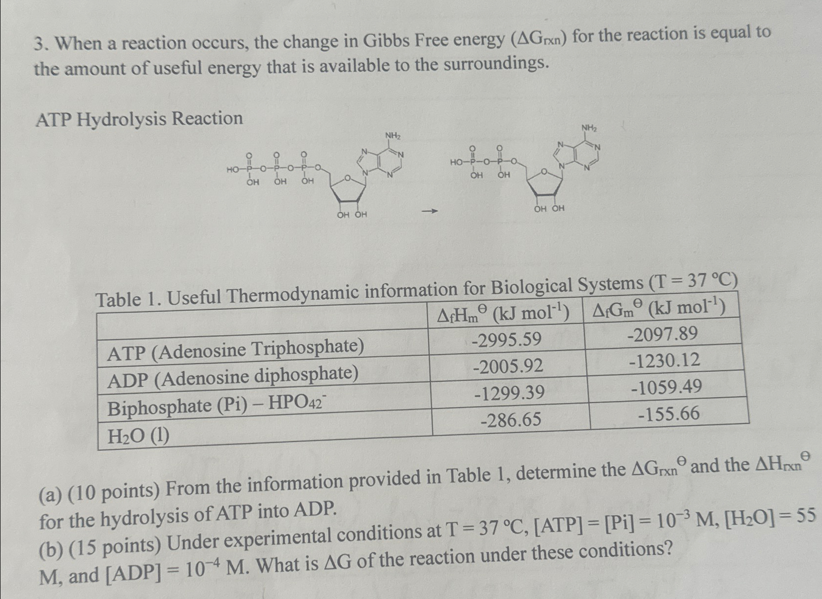 Solved When a reaction occurs, the change in Gibbs Free | Chegg.com