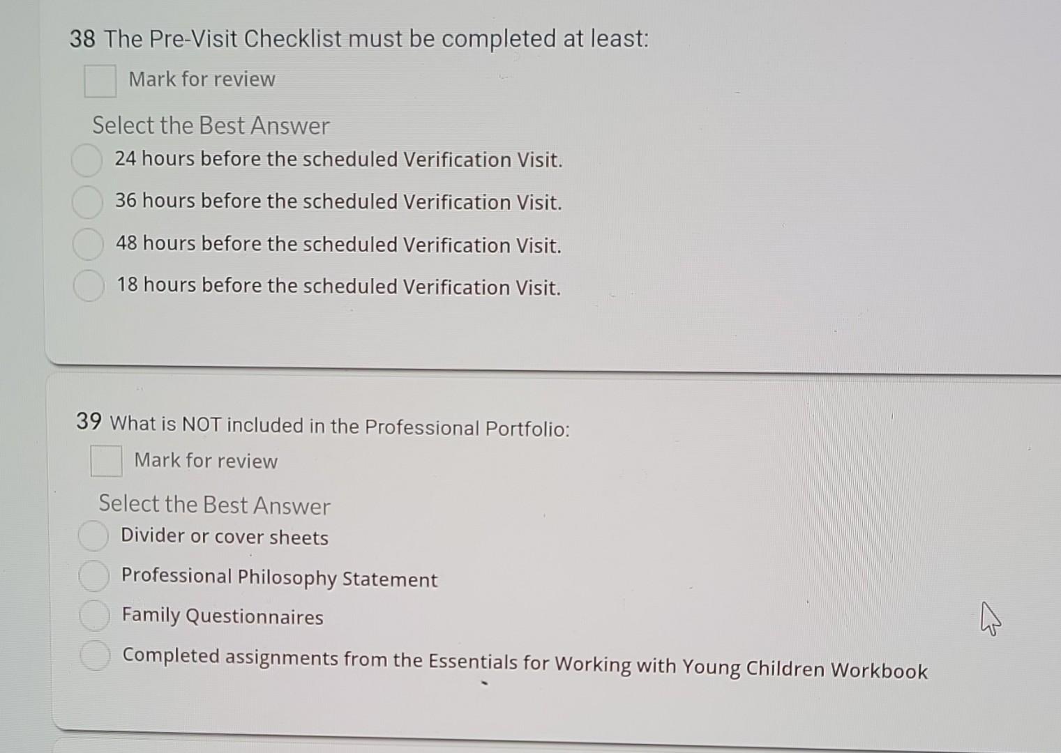 Solved 38 The Pre-Visit Checklist must be completed at | Chegg.com