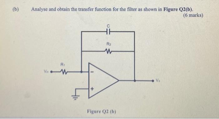 Solved b) Analyse and obtain the transfer function for the | Chegg.com
