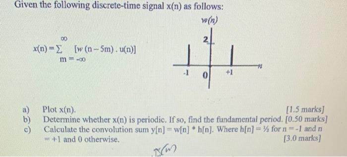 Solved Given the following discrete-time signal x(n) as | Chegg.com