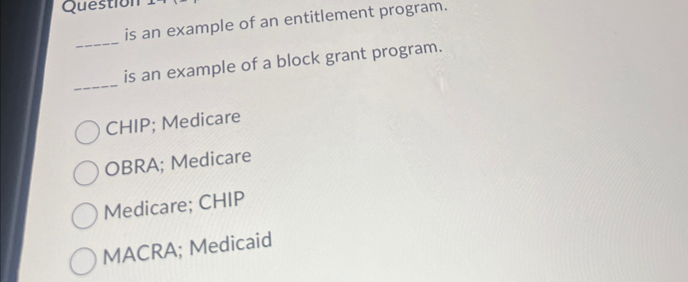 Solved is an example of an entitlement program.q, ﻿is an | Chegg.com