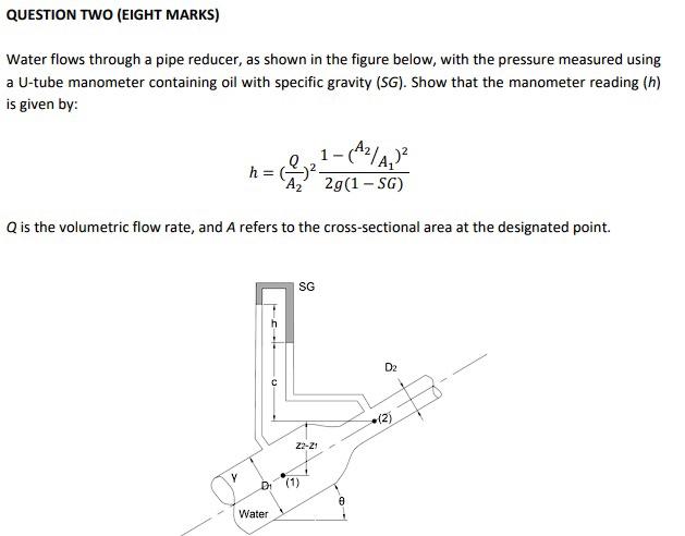 Solved Water flows through a pipe reducer, as shown in the | Chegg.com