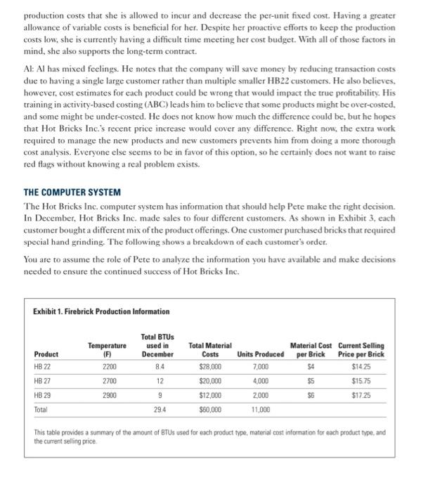 Hot Bricks Inc. developed its current costing system | Chegg.com