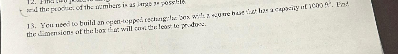 Solved You need to build an open-topped rectangular box with | Chegg.com