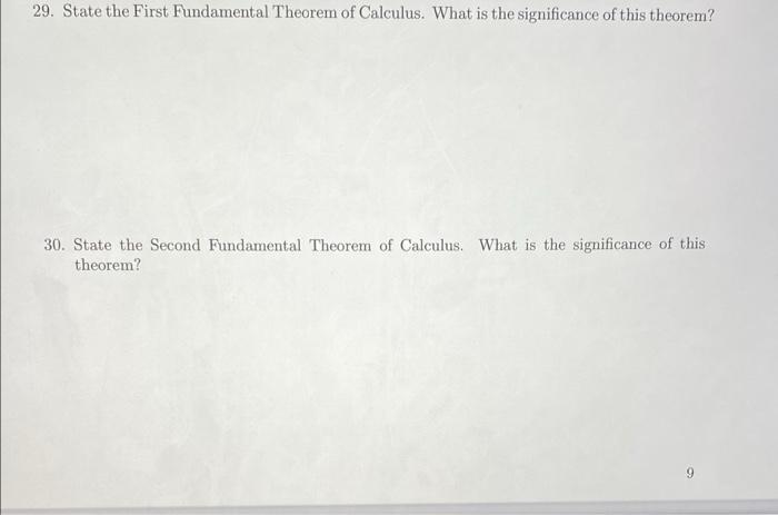 Solved 29. State the First Fundamental Theorem of Calculus. | Chegg.com