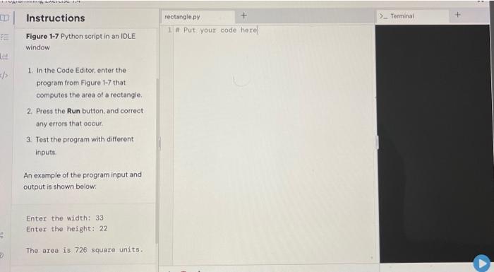 Solved 1456 Am Instructions Terminal Rectangle Py 1