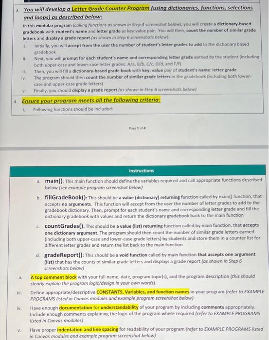 Solved 3. You will develop a Letter Grade Counter Program | Chegg.com