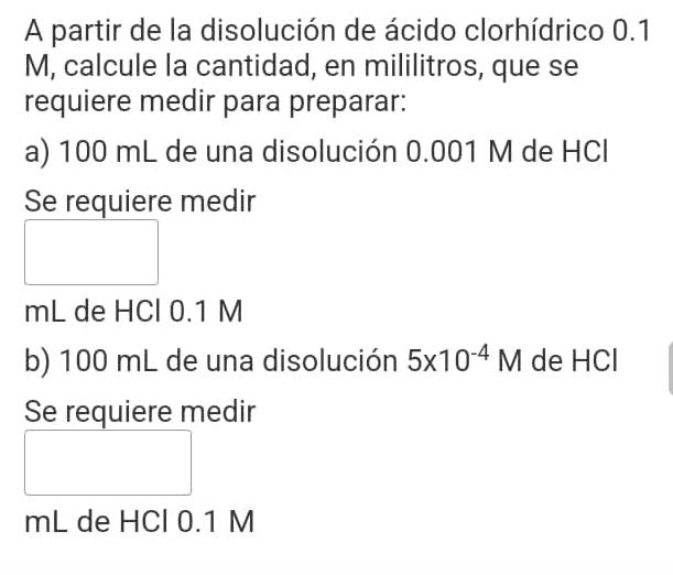 Solved From the solution of 0.1 ﻿hydrochloric acid M, | Chegg.com