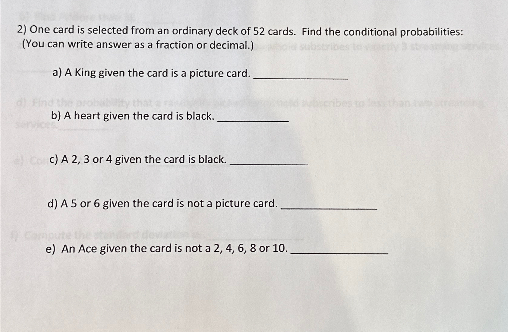 Solved One card is selected from an ordinary deck of 52 | Chegg.com