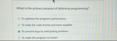 Solved What is the primary purpose of defensive | Chegg.com