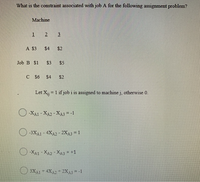 Solved What is the constraint associated with job A for the | Chegg.com