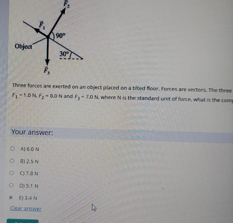 Three forces are exerted on an object placed on a | Chegg.com