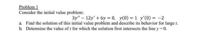 Solved Problem 1 Consider the initial value problem: | Chegg.com
