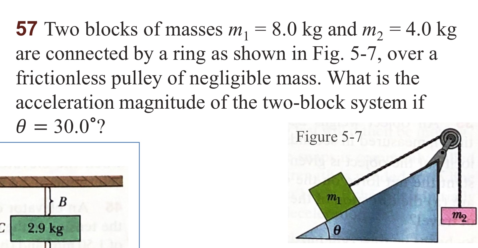 57 ﻿Two blocks of masses m1=8.0kg ﻿and m2=4.0kg ﻿are | Chegg.com