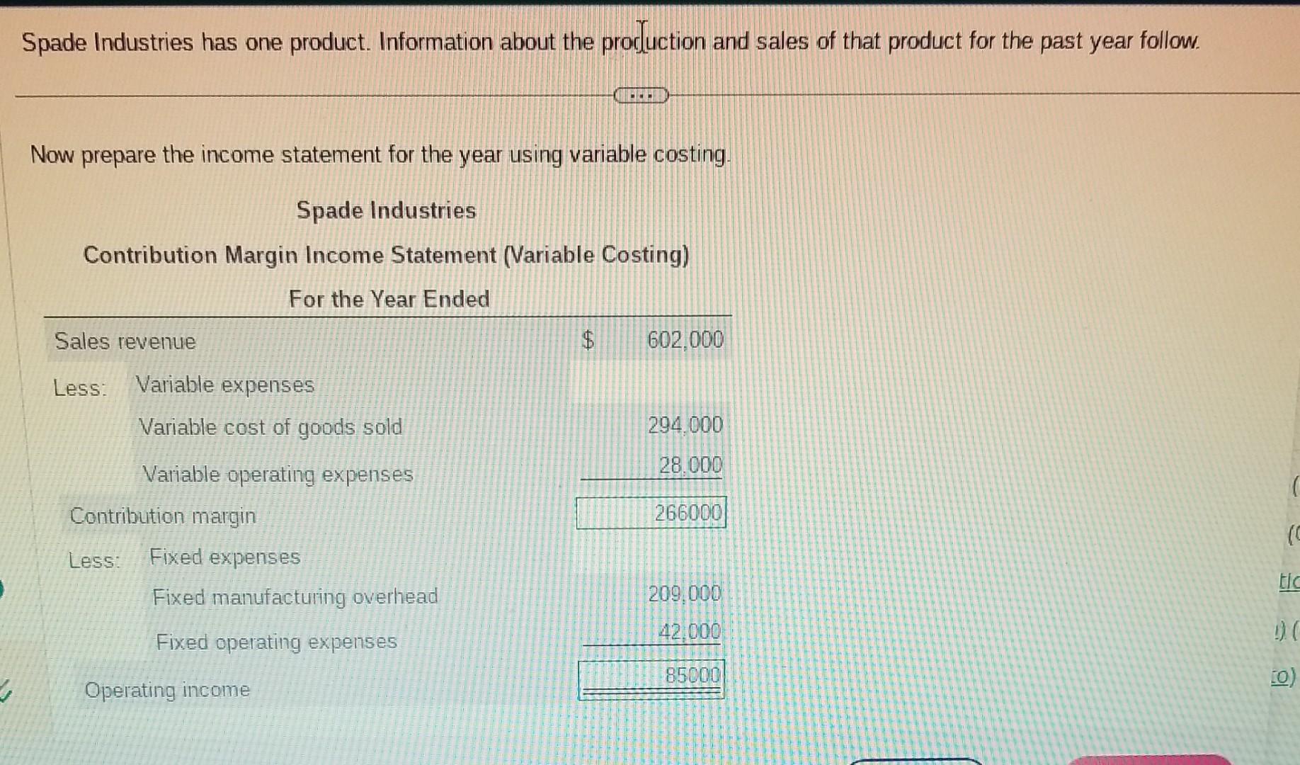 Solved Spade Industries has one product. Information about | Chegg.com