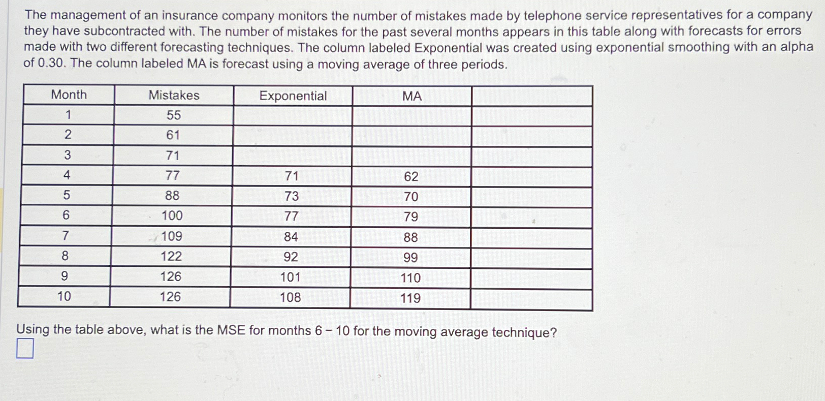 The management of an insurance company monitors the | Chegg.com