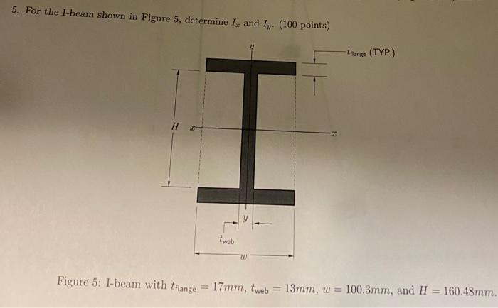Solved 5. For the I-beam shown in Figure 5 , determine Ix | Chegg.com