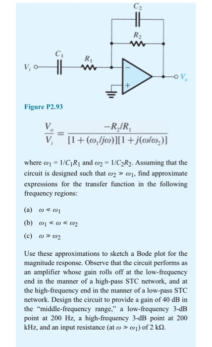 Solved D**2.93 Derive the transfer function of the circuit | Chegg.com