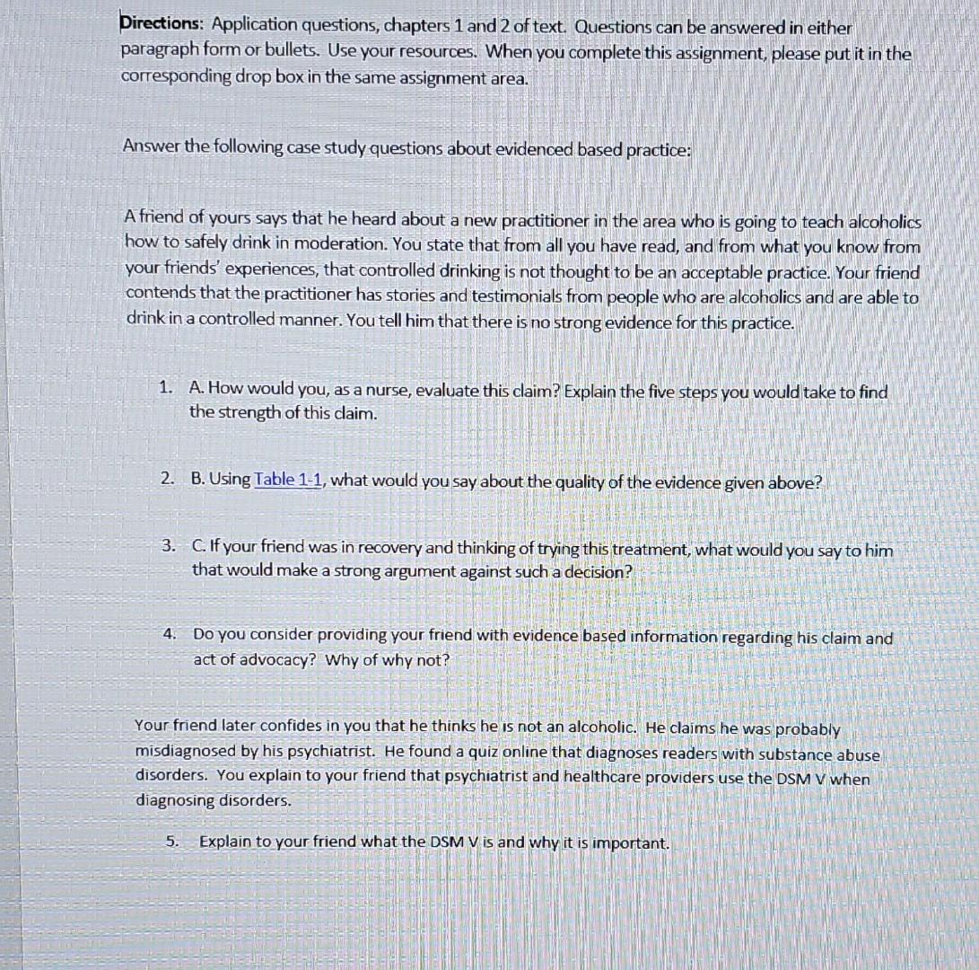 Directions: Application questions, chapters 1 and 2 | Chegg.com