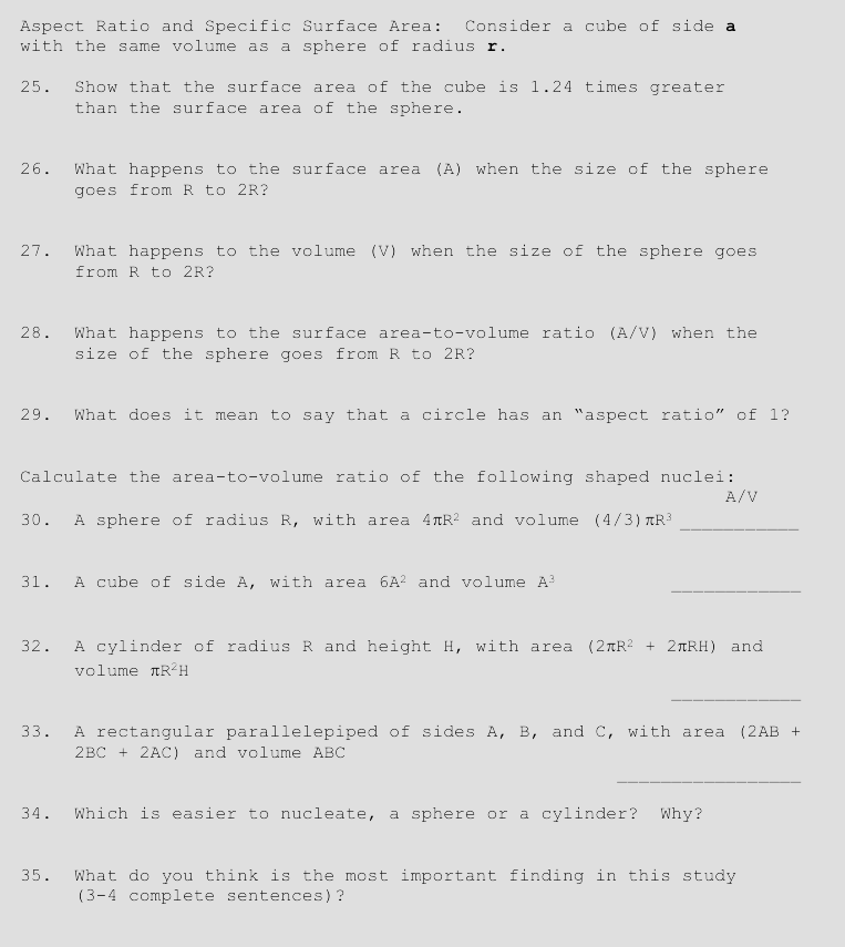 Solved Aspect Ratio and Specific Surface Area: Consider a | Chegg.com