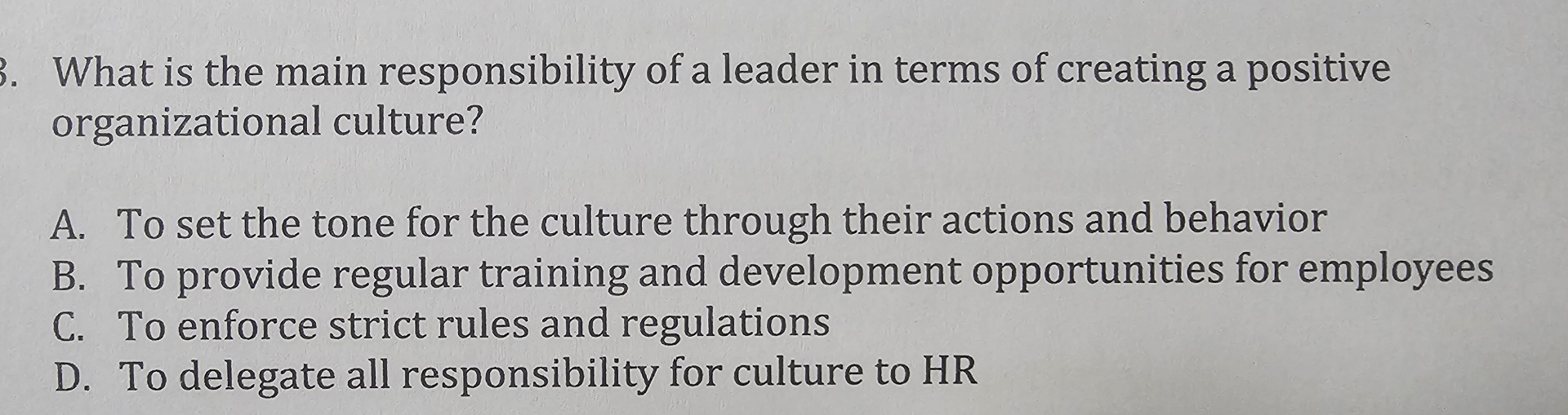 Solved What is the main responsibility of a leader in terms | Chegg.com