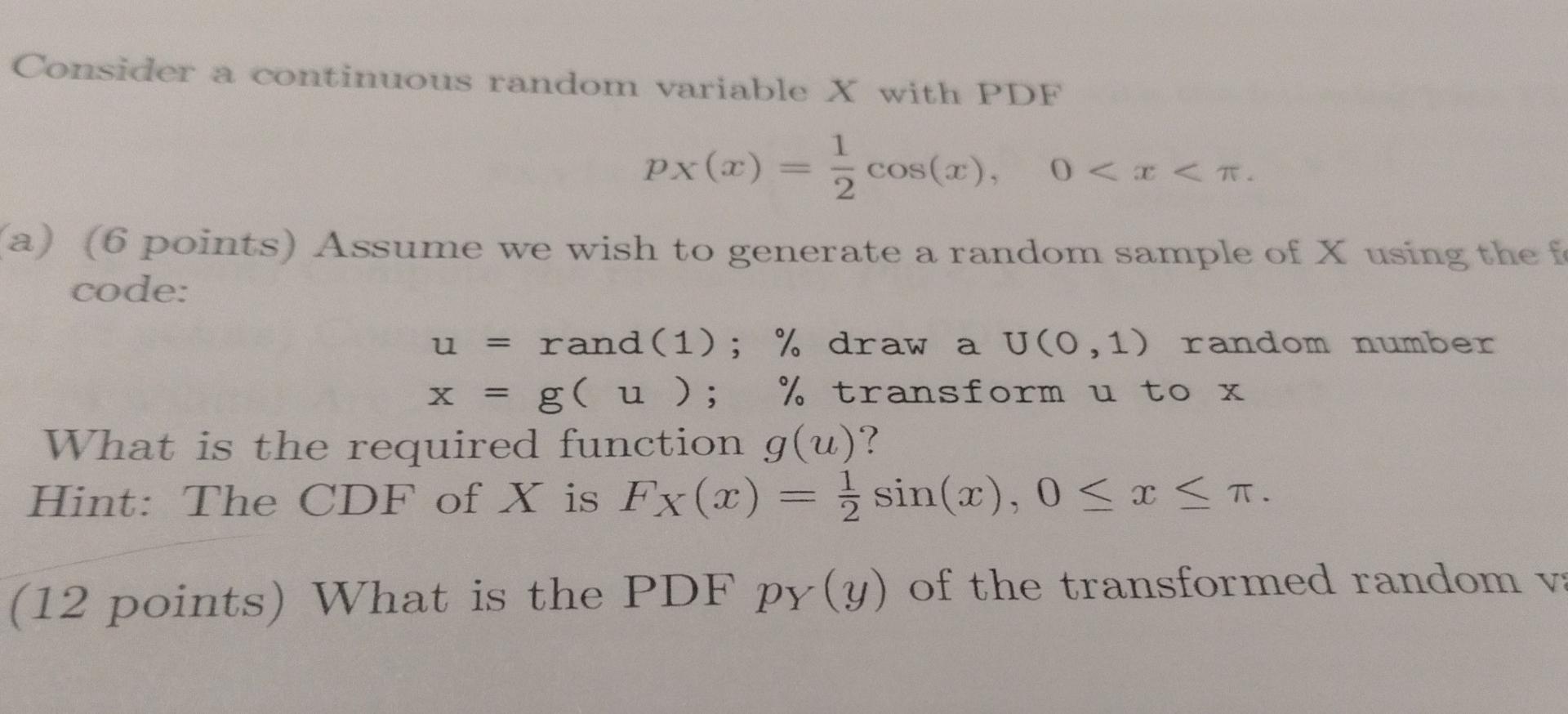 Solved Consider a continuous random variable X with PDF 1 2 | Chegg.com