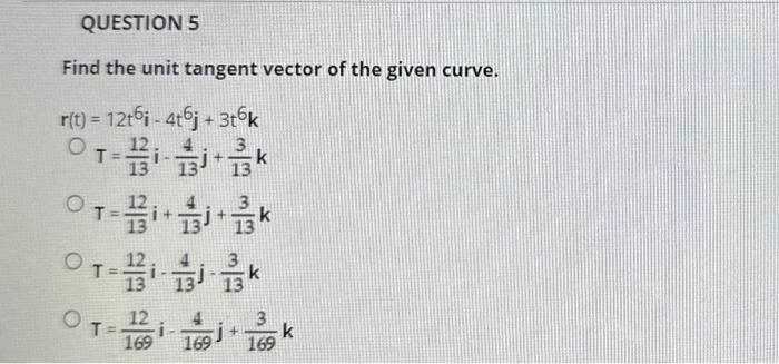Solved Find the unit tangent vector of the given curve. | Chegg.com