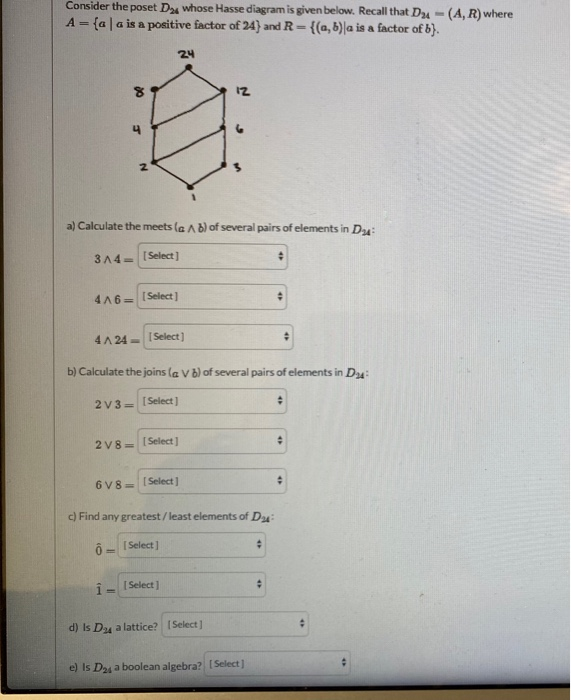 Solved Consider the poset De whose Hasse diagram is given | Chegg.com