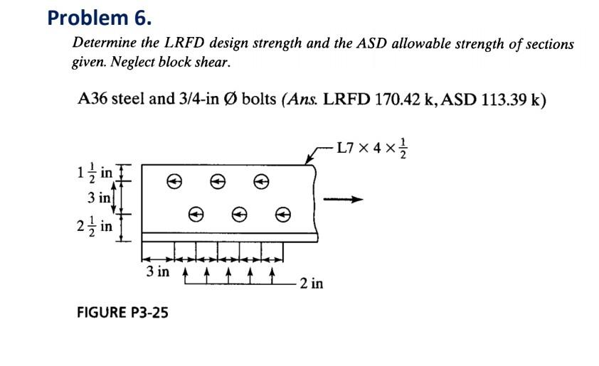 Solved roblem 6. Determine the LRFD design strength and the | Chegg.com