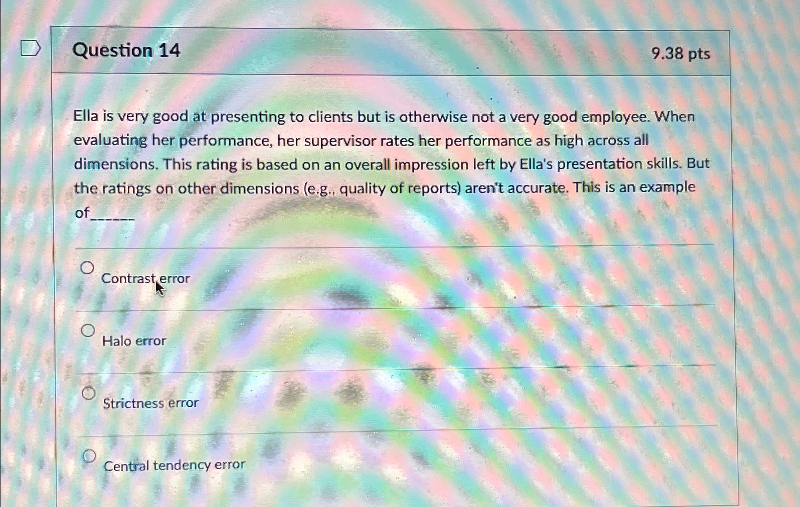 Solved Question 149.38 ﻿ptsElla is very good at presenting | Chegg.com