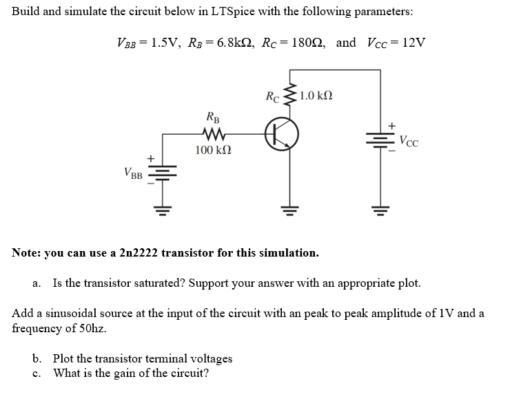 Solved Build and simulate the circuit below in ﻿LTSpice with | Chegg.com