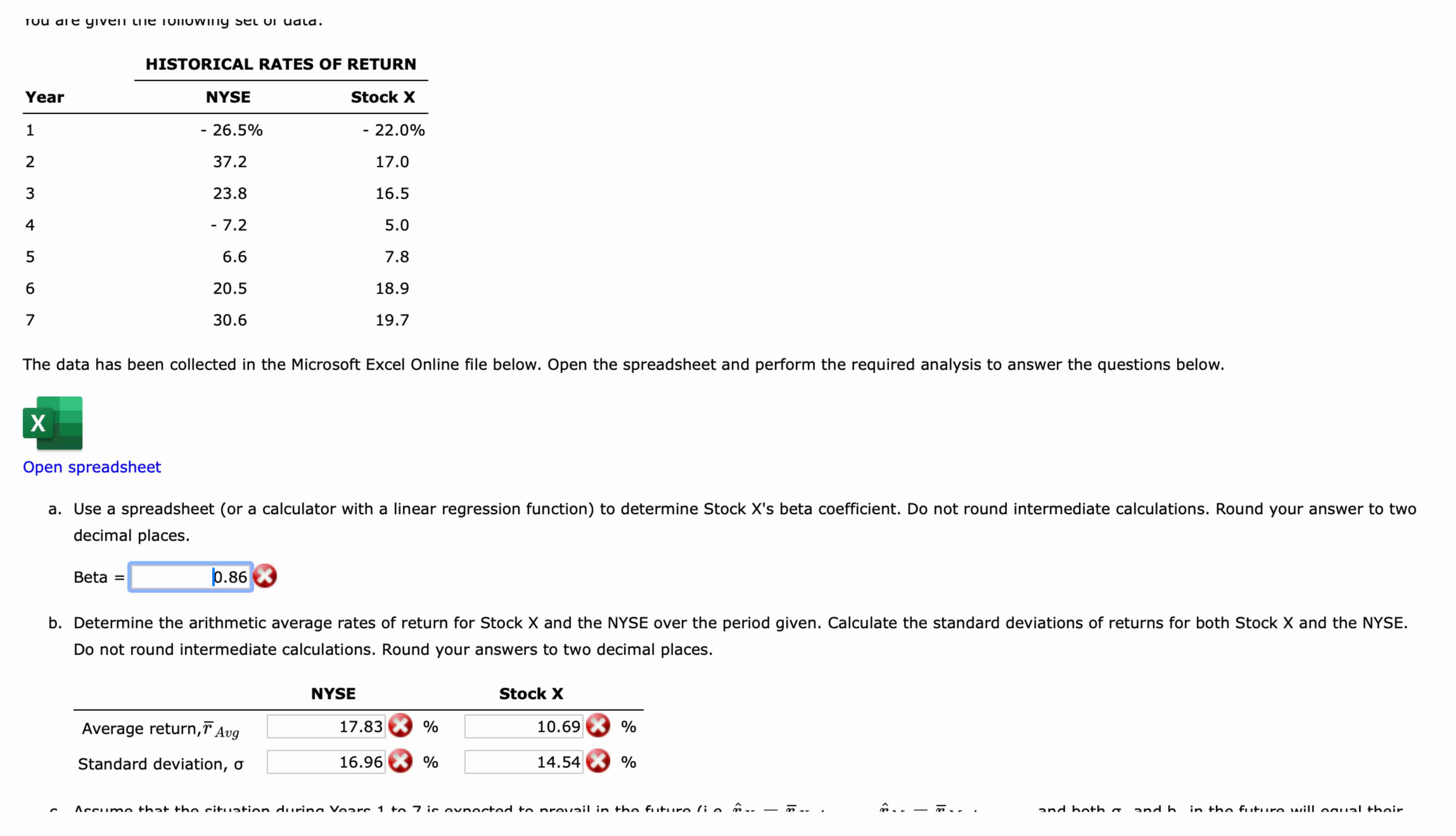 Solved Question Content Area Excel Online Structured | Chegg.com