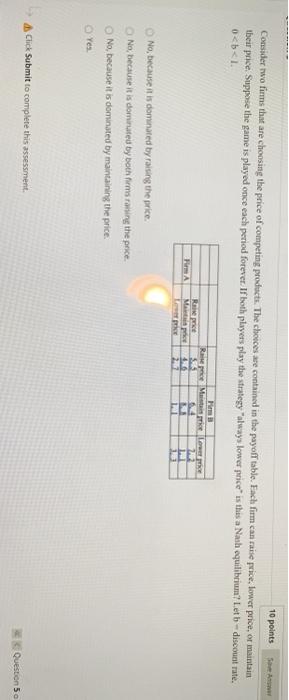 Solved 10 points Consider wo firms that are choosing the | Chegg.com Solved 10 points Consider wo firms that are choosing the | Chegg.com