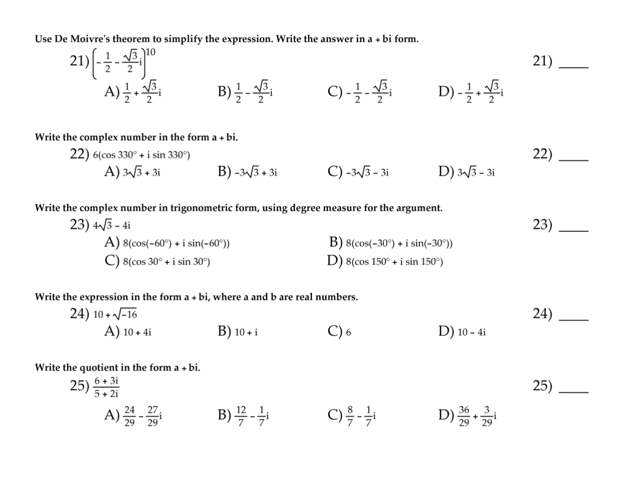 Solved Use De Moivre's theorem to simplify the expression. | Chegg.com