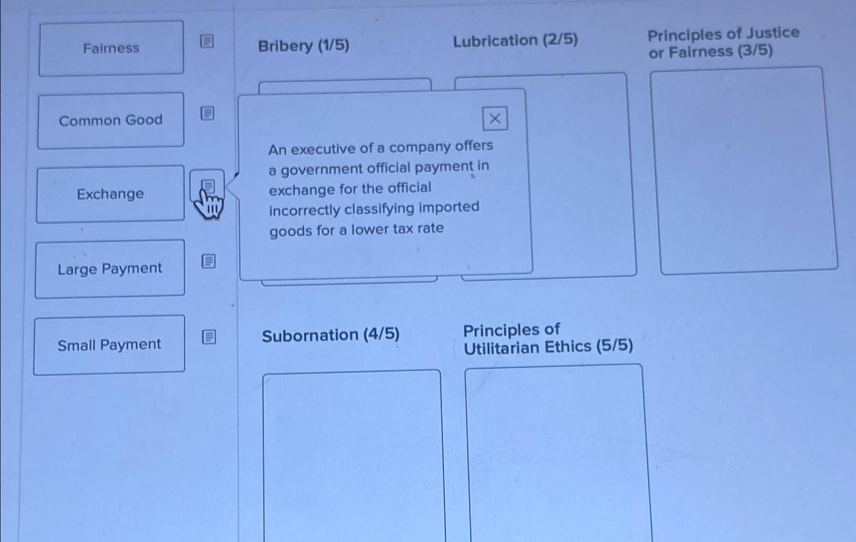 Solved Bribery (1/5)Lubrication (2/5)Principles of Justice | Chegg.com